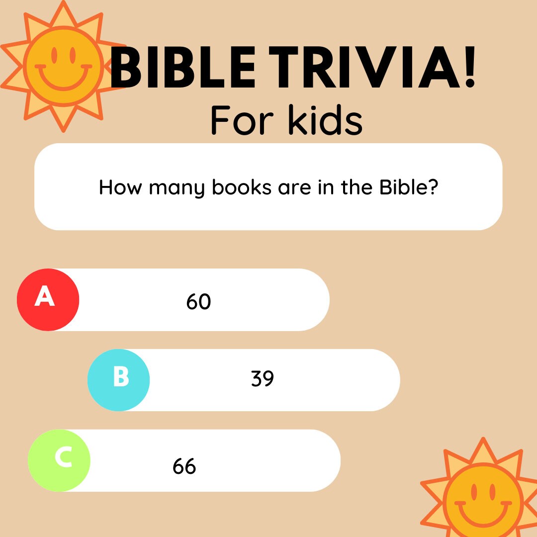 Christian Bible Trivia for Kids 30 Cards, Sunday School Games ...