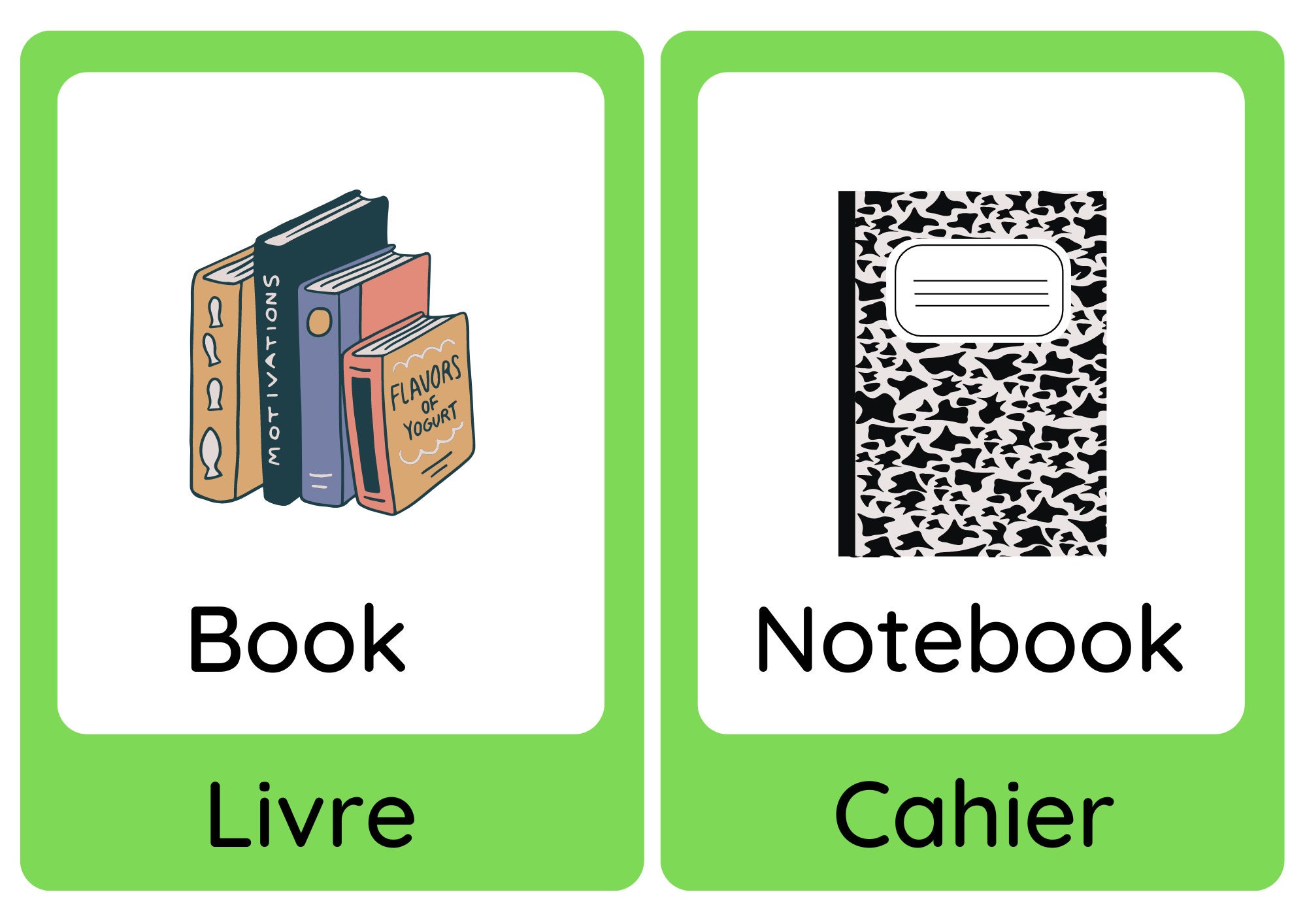 French Flash Card School Supplies - Etsy
