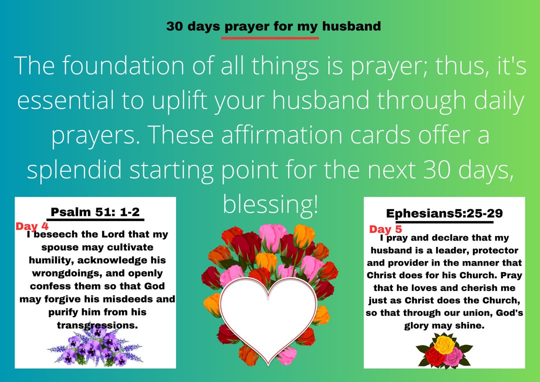 Christian Affirmation Cards for Your Husband, 30 Cards, Scripture's ...