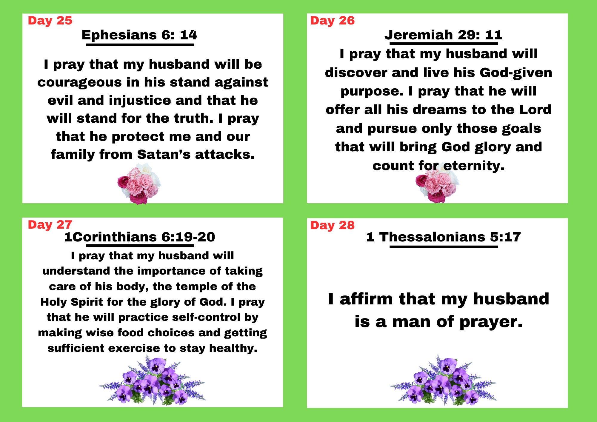 Christian Affirmation Cards for Your Husband, 30 Cards, Scripture's ...