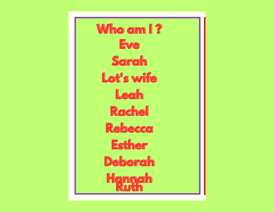 Guess Who? Bible Trivia Game for Everybody Who Am I? Women in the Bible ...