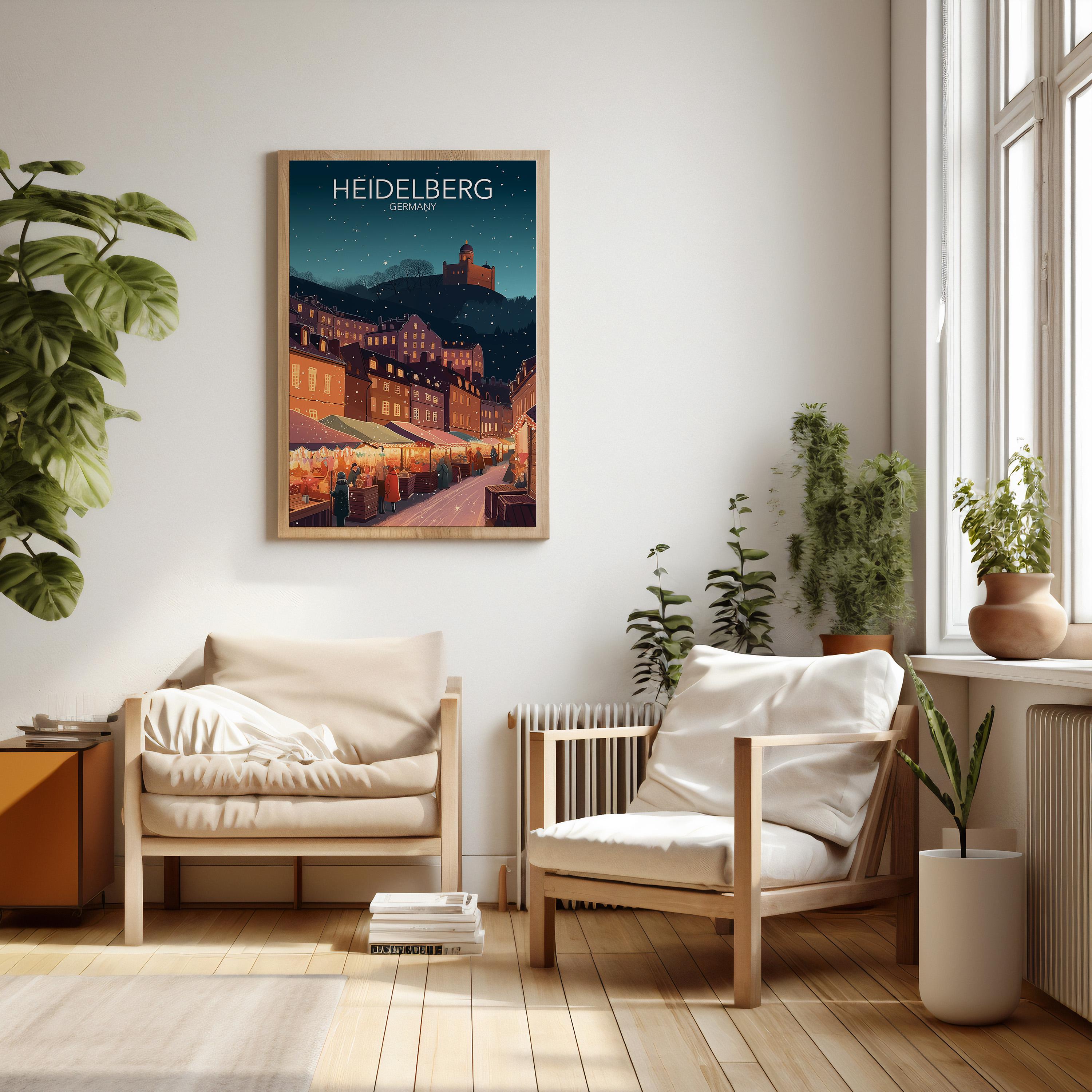 Heidelberg Christmas Market Art Print | Modern Poster | Print ...