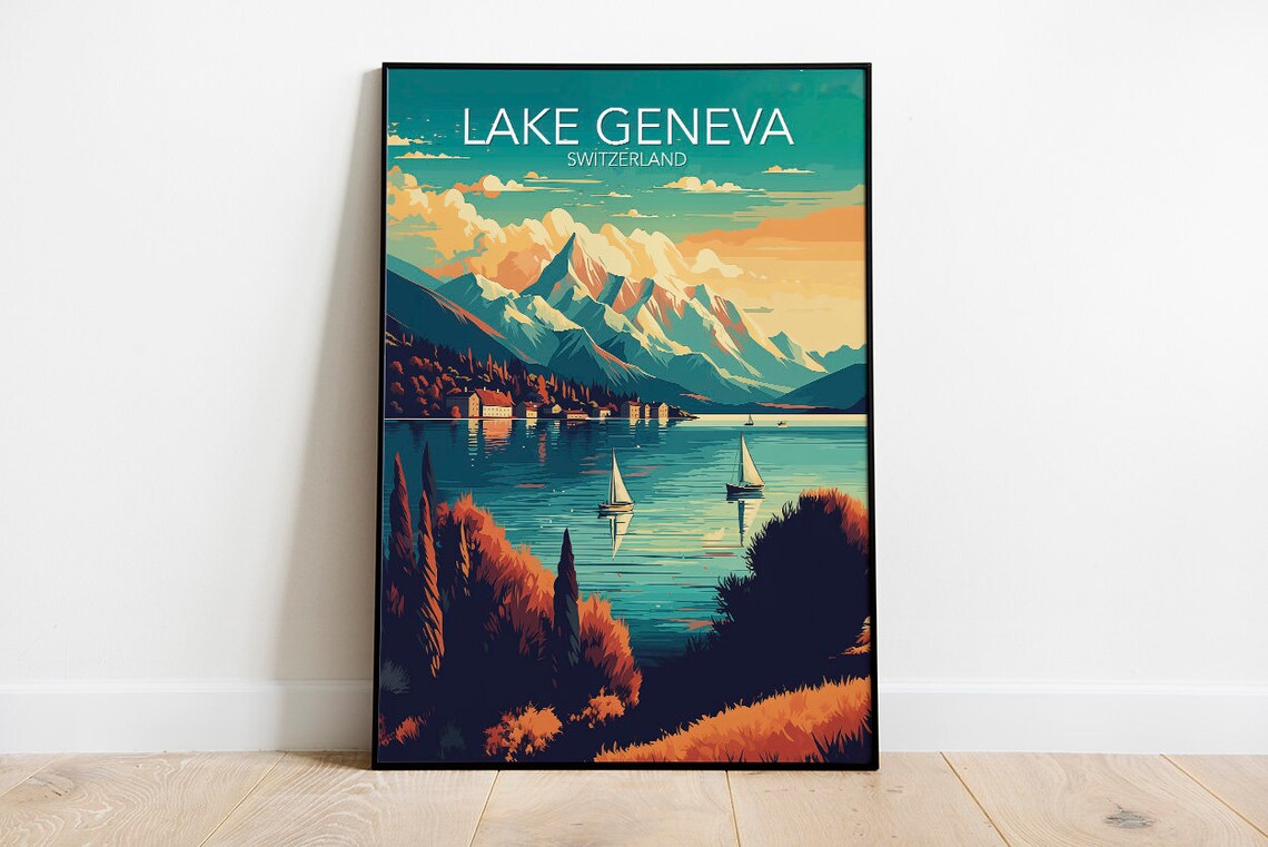 Lake Geneva Art Print | Modern Poster | Print | Available in Many Sizes ...