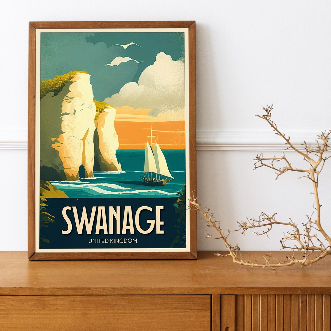 Old Harry's Rock, Swanage | Vintage Poster | Print | Available in Sizes ...