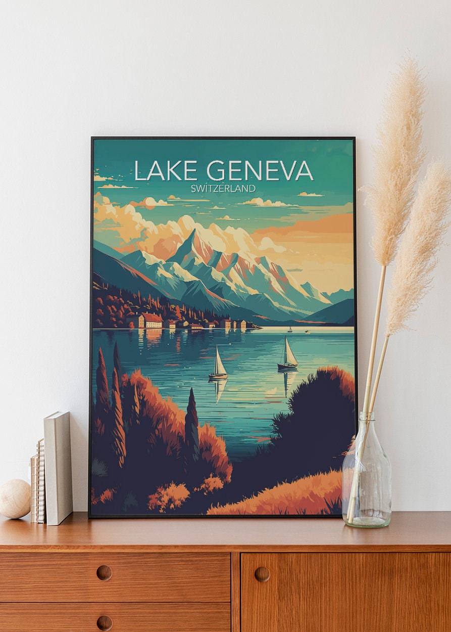 Lake Geneva Art Print | Modern Poster | Print | Available in Many Sizes ...