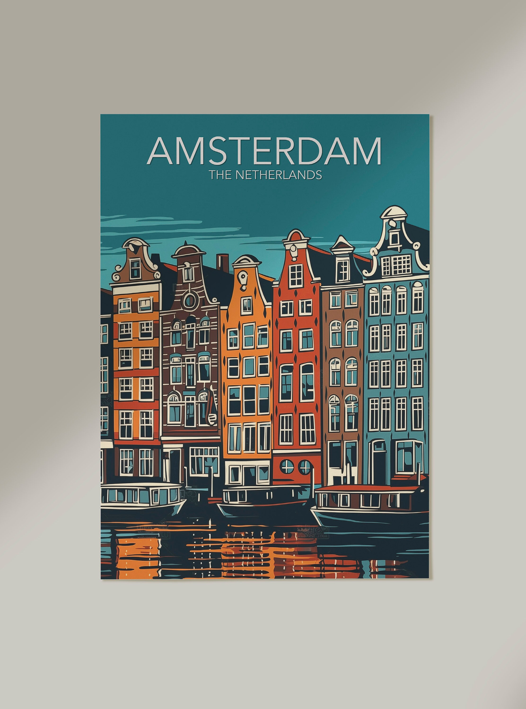 Amsterdam Canals Art Print Modern Poster Print Available in Sizes: A5 ...