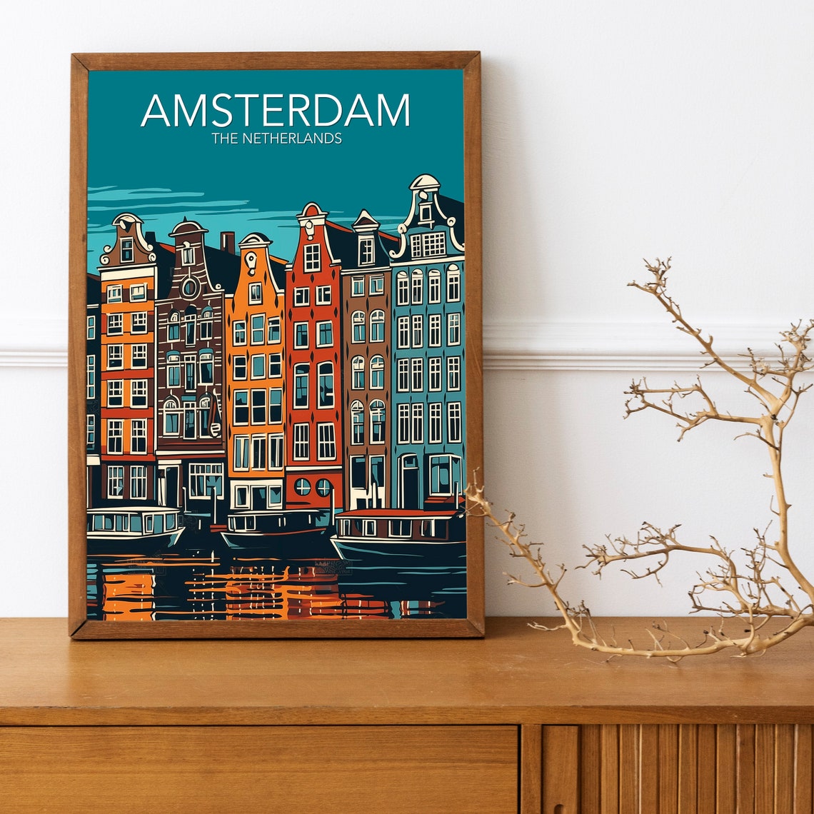 Amsterdam Canals Art Print Modern Poster Print Available in Sizes: A5 ...