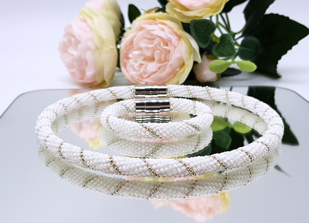Braided White Set, Necklace and Bracelet, Necklace Designs, Unique Gift ...