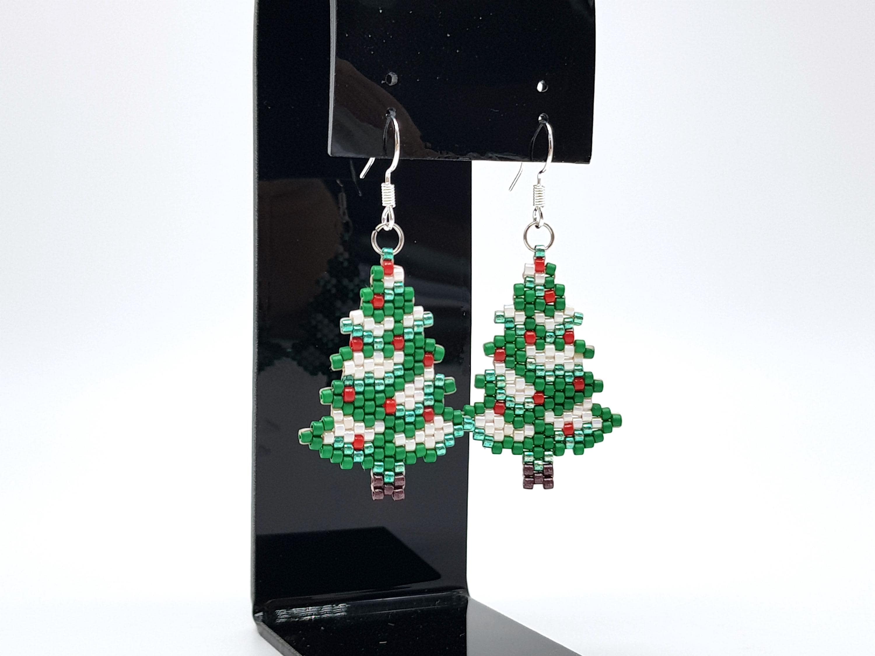 Handwoven Beaded Earrings, X-mas Tree Earrings, Christmas Style ...