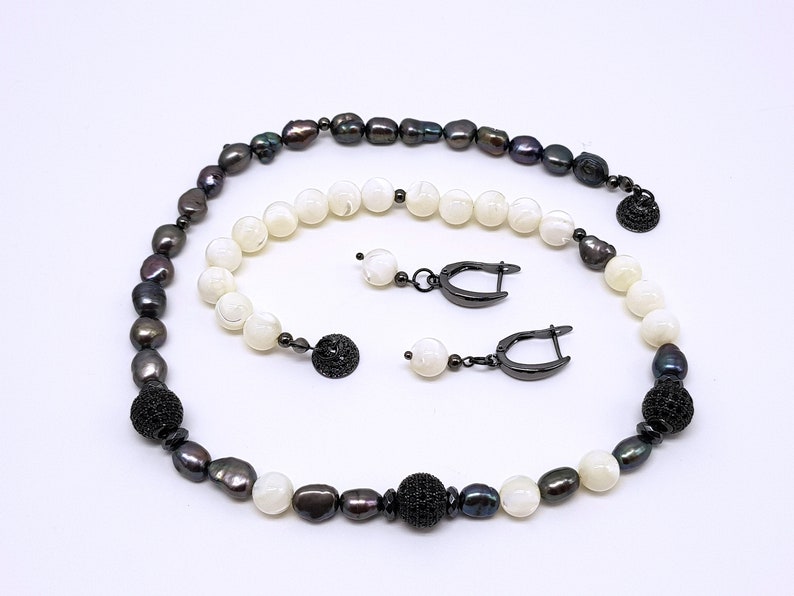 Natural Pearl Set, Necklace and Earrings, Unique Gift Ideas, Artisan ...