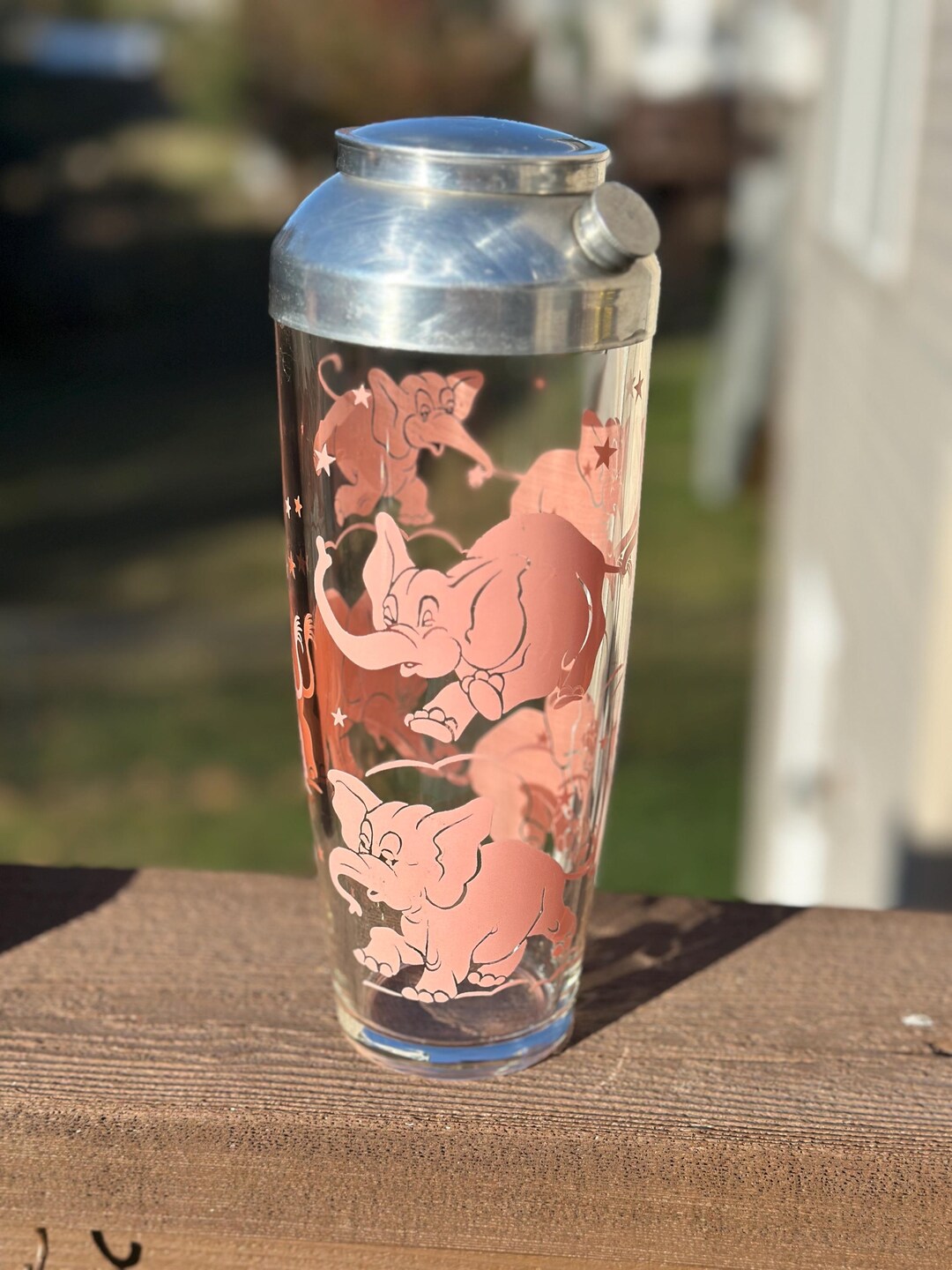 Pink Elephant & Star Cocktail Martini Shaker Midcentury Madmen Bar ...