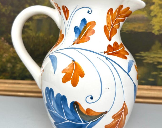 Vintage Teleflora Autumn Fall Leaves Leaf Decorative Ceramic Pitcher ...