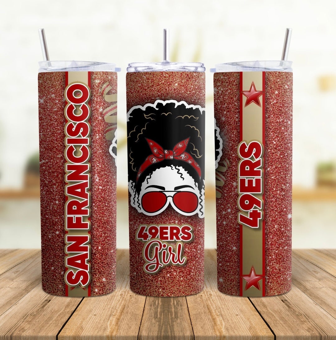 Football Red and Gold Team Girl Tumbler Messy Bun Football - Etsy