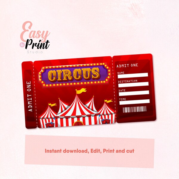 Printable Circus Ticket - Etsy