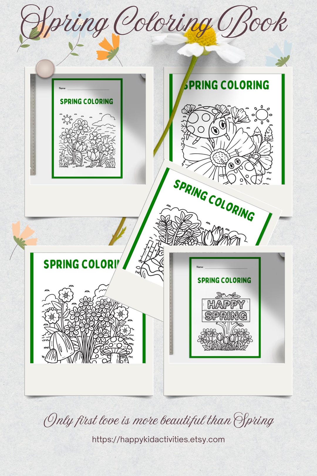 Spring Coloring Book for Kids | Printable Fun Activity - Etsy