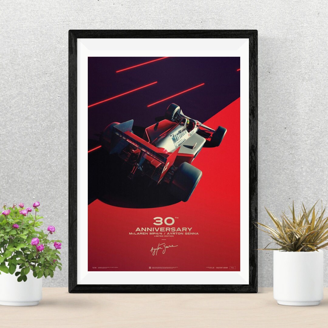 Mclaren Poster Mp4/4 30th Anniversary Poster Ayrton Senna Tribute Wallpaper Mclren Mp4 Walk Art ...