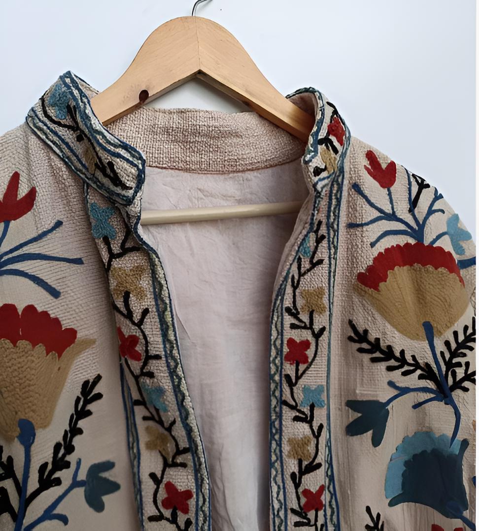 Cotton Suzani Hand Embroidery Jacket Coat, Women Wear Winter Summer ...