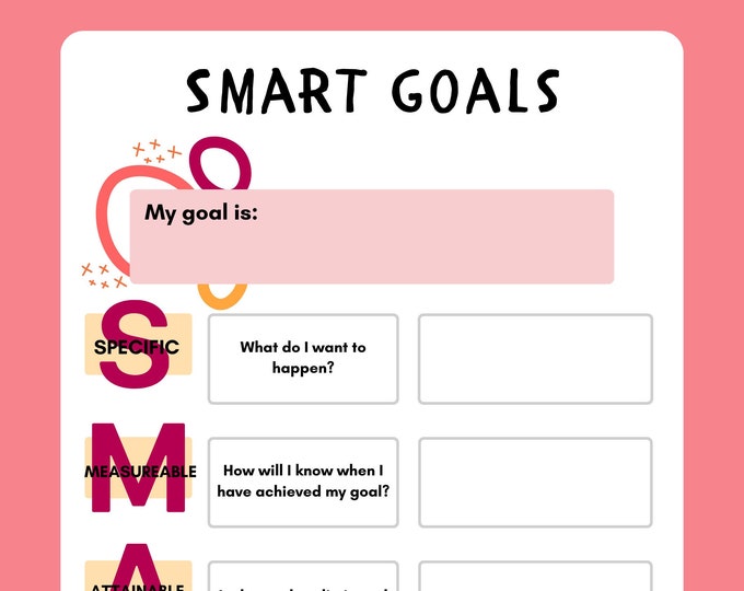 SMART Goal Planning Template Digital Download - Etsy