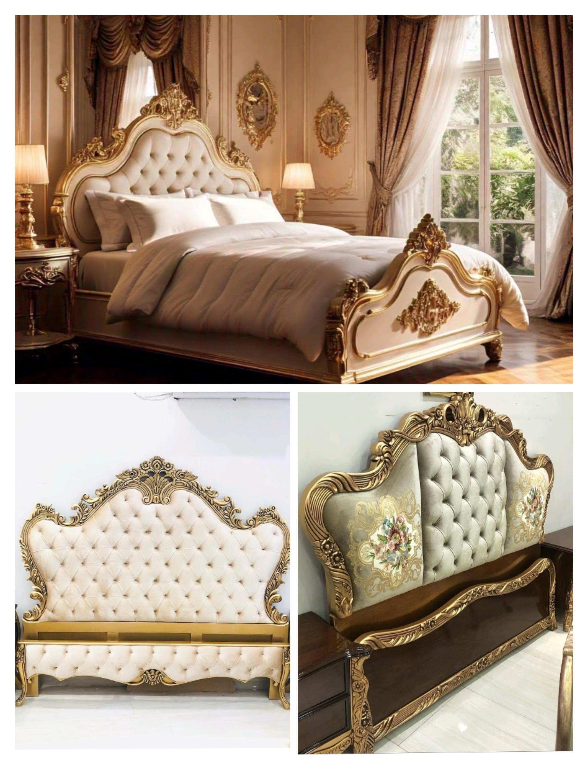 Luxury Bed Frame Rococo Bed, King Queen Size Bed Frame Platform Bed in ...