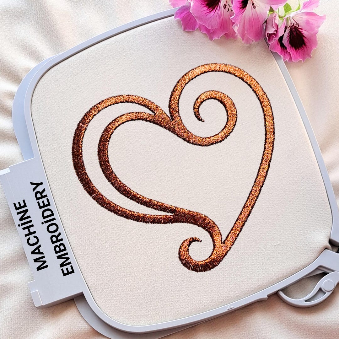 Outline Heart Machine Embroidery Design: Small Script Pattern (digital ...