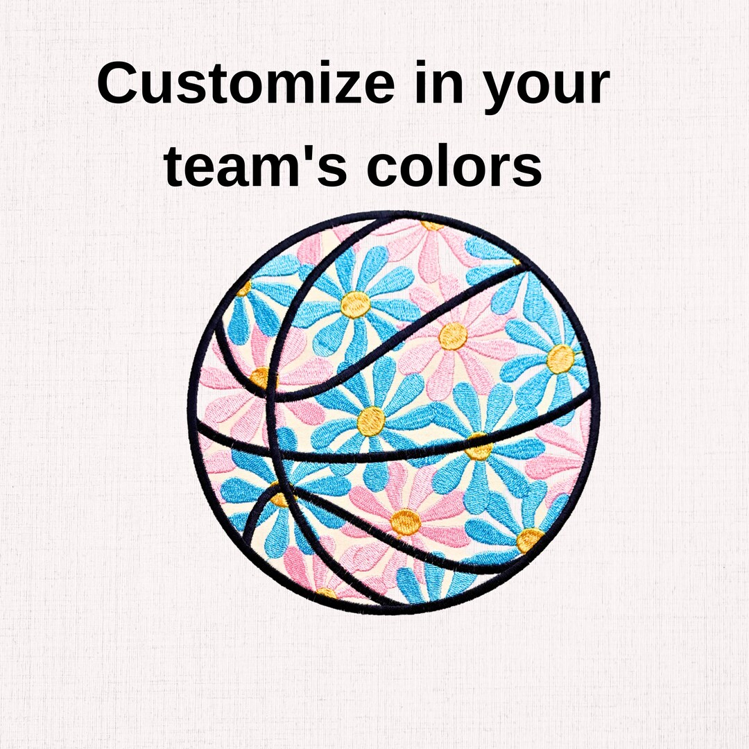 Flower Basketball Machine Embroidery Design: Sports Floral Pattern ...