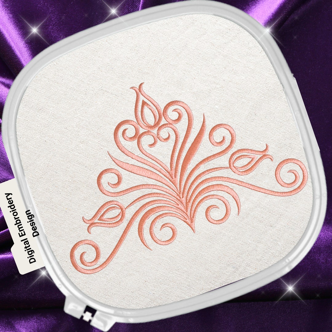 Corner Border Tulip Machine Embroidery Design, Turkish Elegant Edge ...