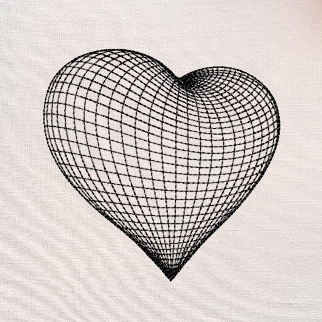 3D Line Art Heart Machine Embroidery Design: Wireframe Pattern (digital ...