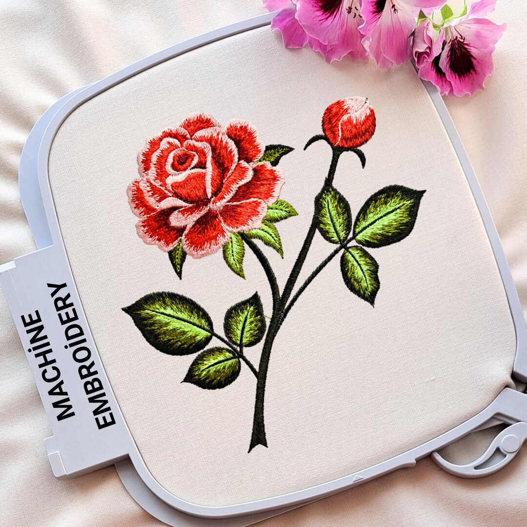 Red Rose Machine Embroidery Pattern, Flower 4x4 Embroidery Designs - Etsy