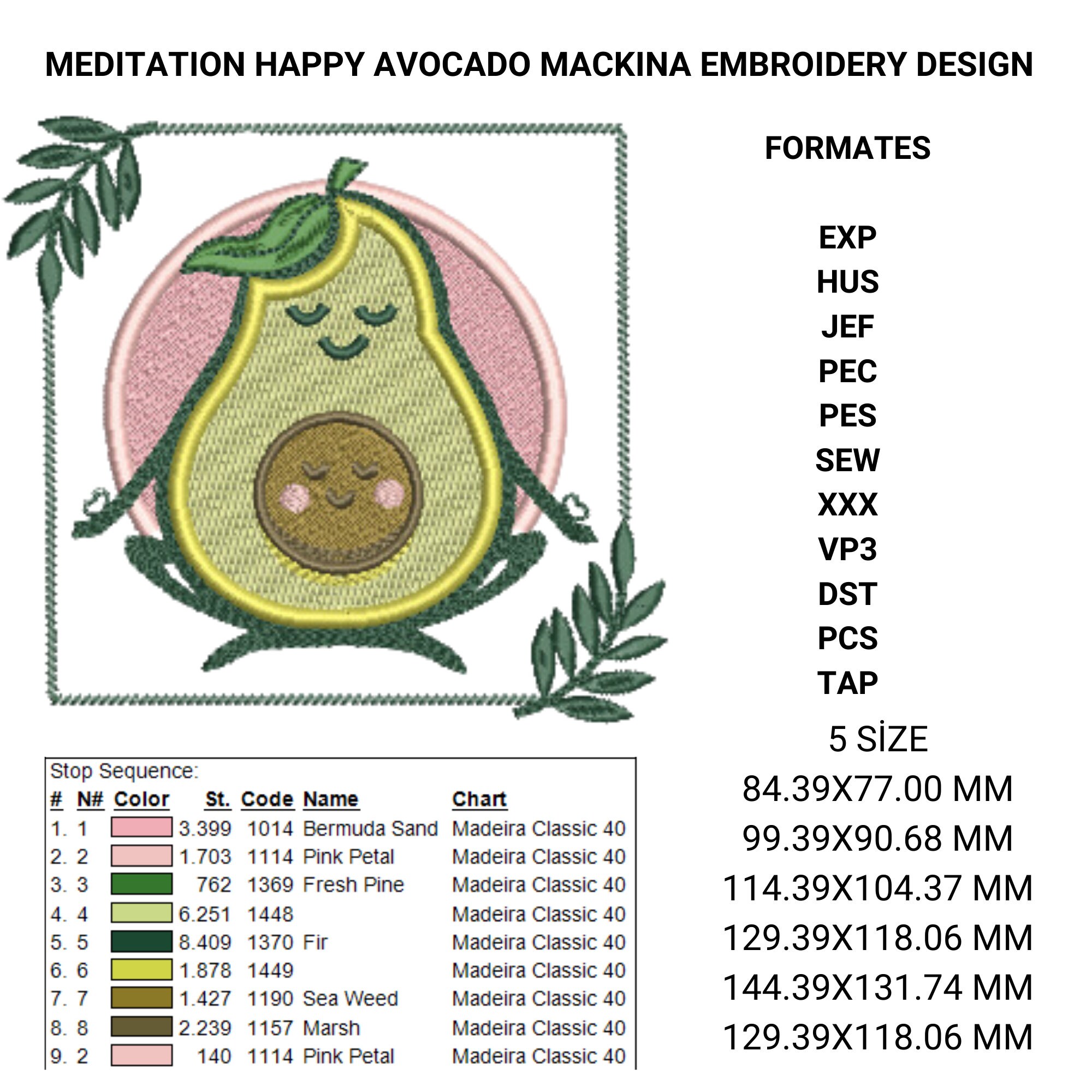 Avocado Machine Embroidery Design-meditating Avocado Embro Pattern ...