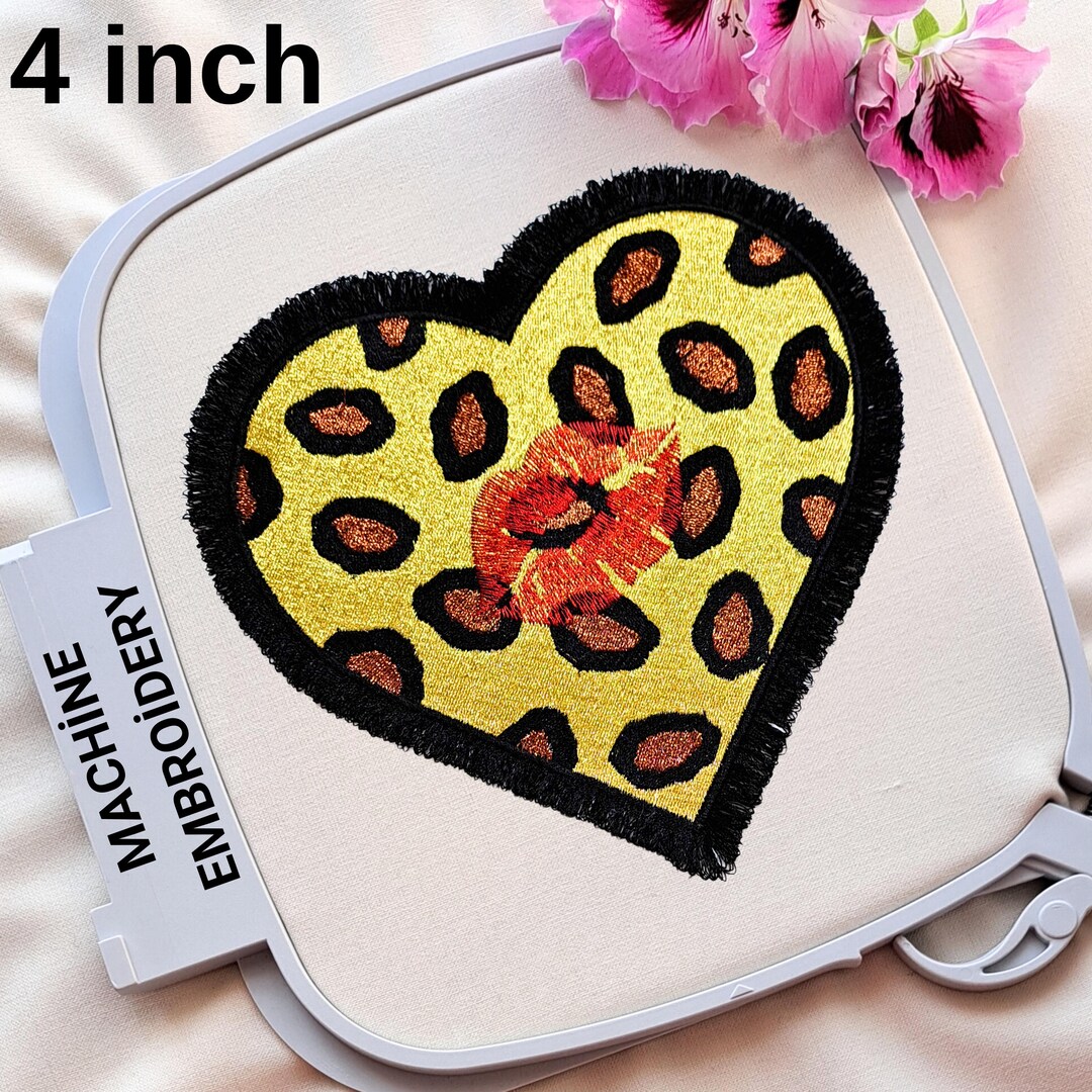 Fringed Leopard Heart Embroidery Design: Valentines Machine Pattern ...