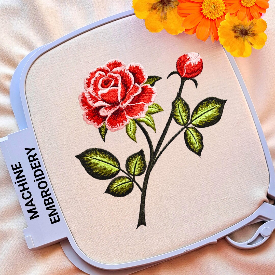 Red Rose Machine Embroidery Pattern - Flower 4x4 Embroidery Designs 10 ...