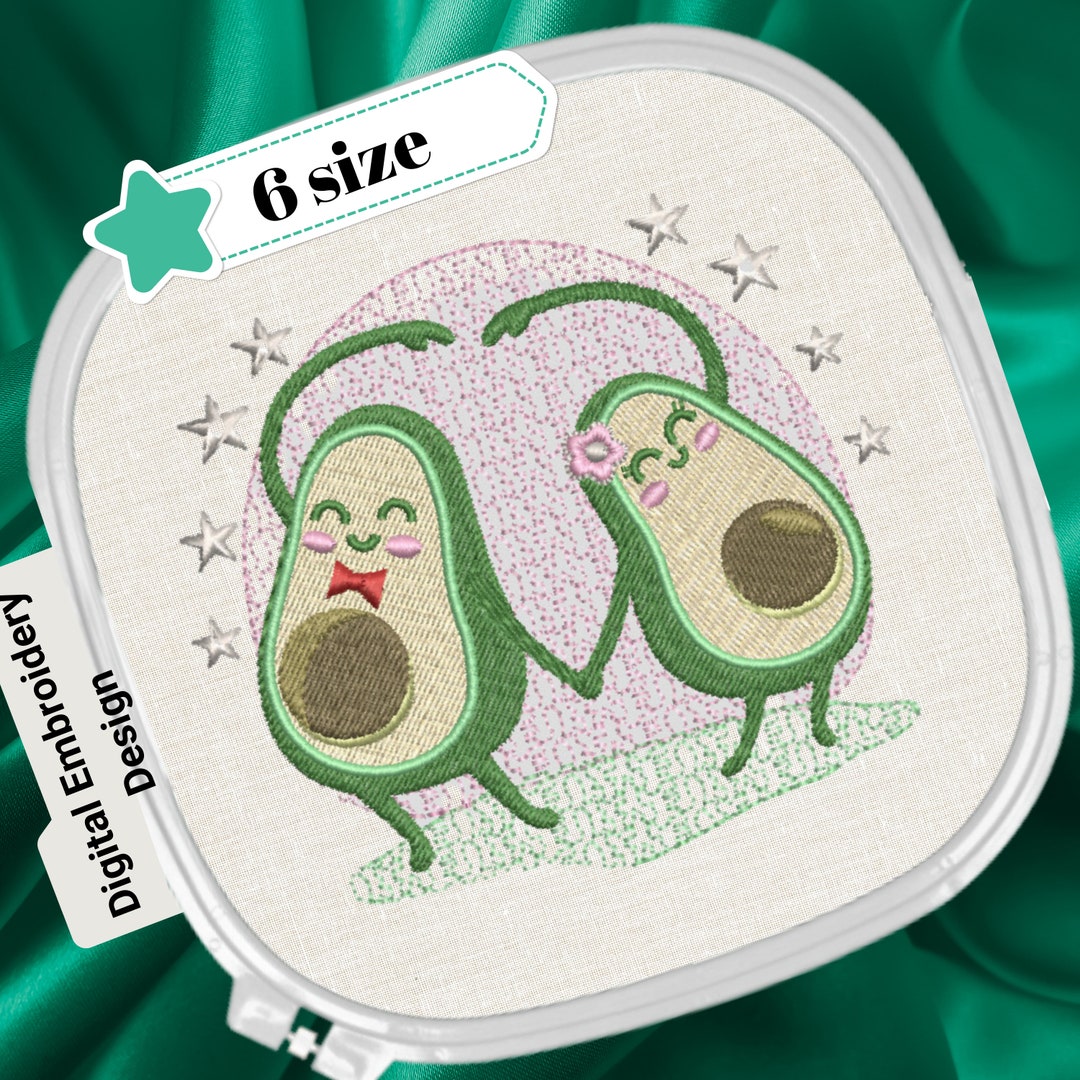 Adorable Avocado Couple Embroidery Pattern DIY Love Stitch Kit ...