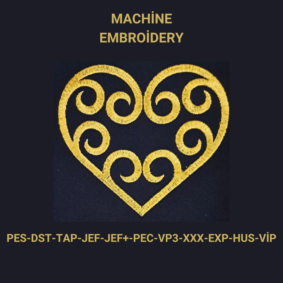 Elegant Heart Outline Machine Embroidery Design Swirl Mini Heart ...