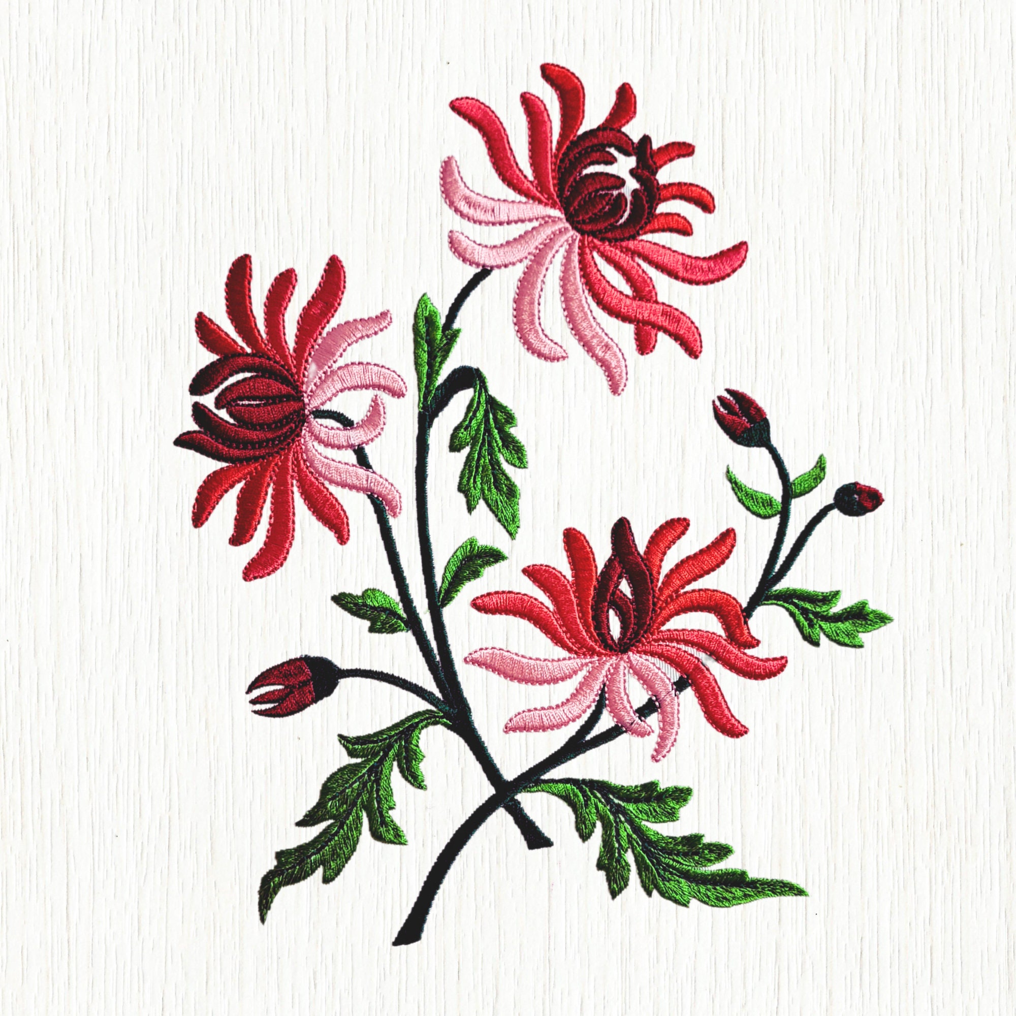 Chrysanthemum Flower Machine Embroidery Design File 5 Size Patterns for ...