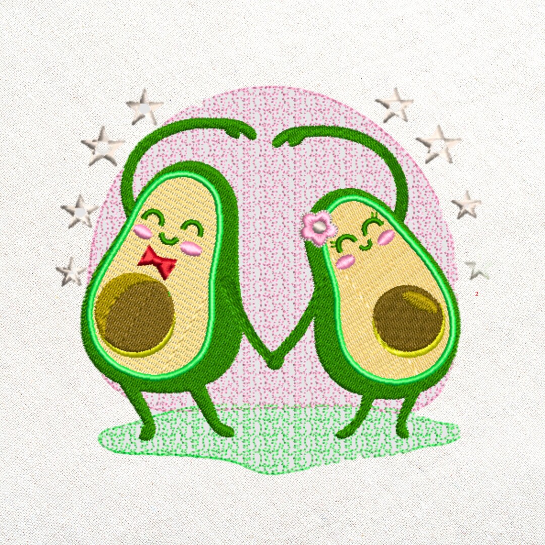 Adorable Avocado Couple Embroidery Pattern DIY Love Stitch Kit ...