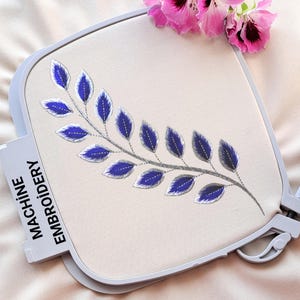 Elegant Leaf Branch Machine Embroidery Design - 10 Size Digital File ...