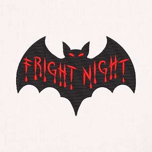 Hallowen Bat Fright Night Embroidery Design - Bloody Horror Font on Bat ...