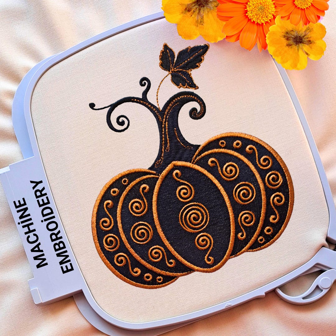 Fall Pumpkin Embroidery Design Thanksgiving Halloween Pattern File 10 ...