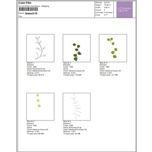 Plant Branch Embroidery Design, Botanical Vines Machine Digital Pattern ...