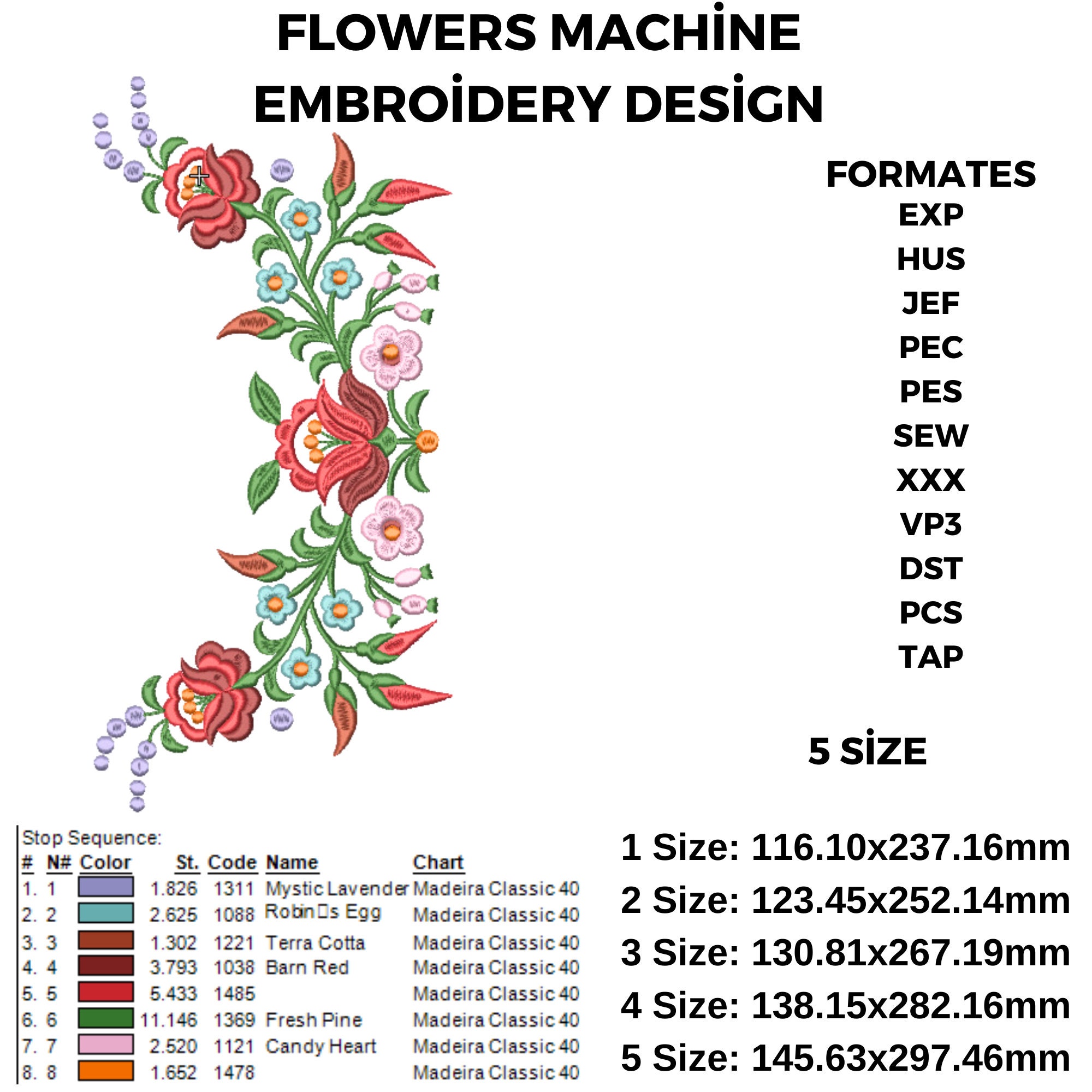Curved Border Flower Machine Embroider Design-digital Instant Download ...