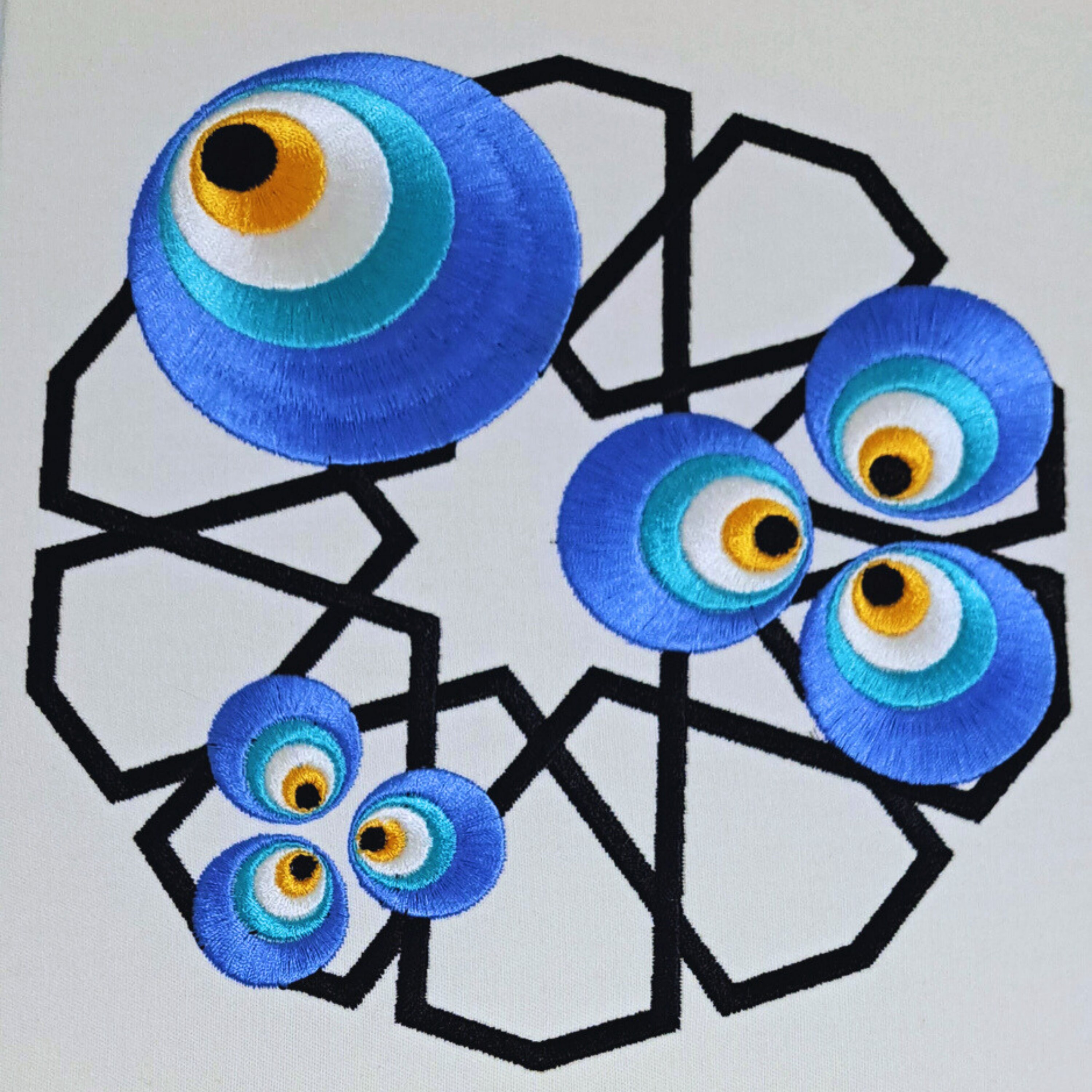 Turkish Evil Eye Embroidery Design Ottoman Geometric Machine Embroidery ...