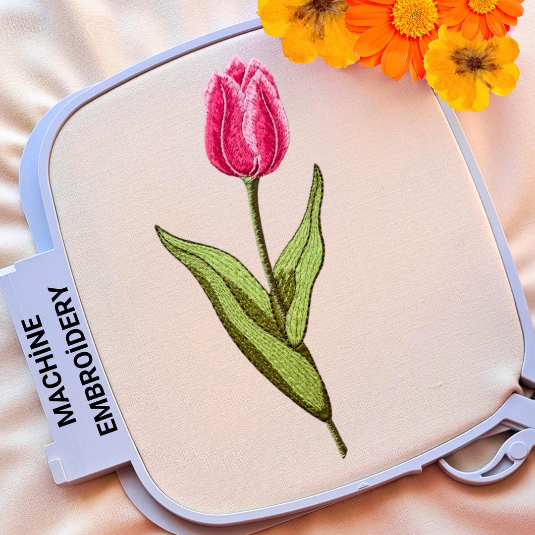 Tulip Machine Embroidery Design, Pink Flower Pattern - Etsy