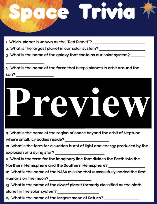 Space Trivia | Outer Space Trivia | Science Trivia Game | Kids and ...
