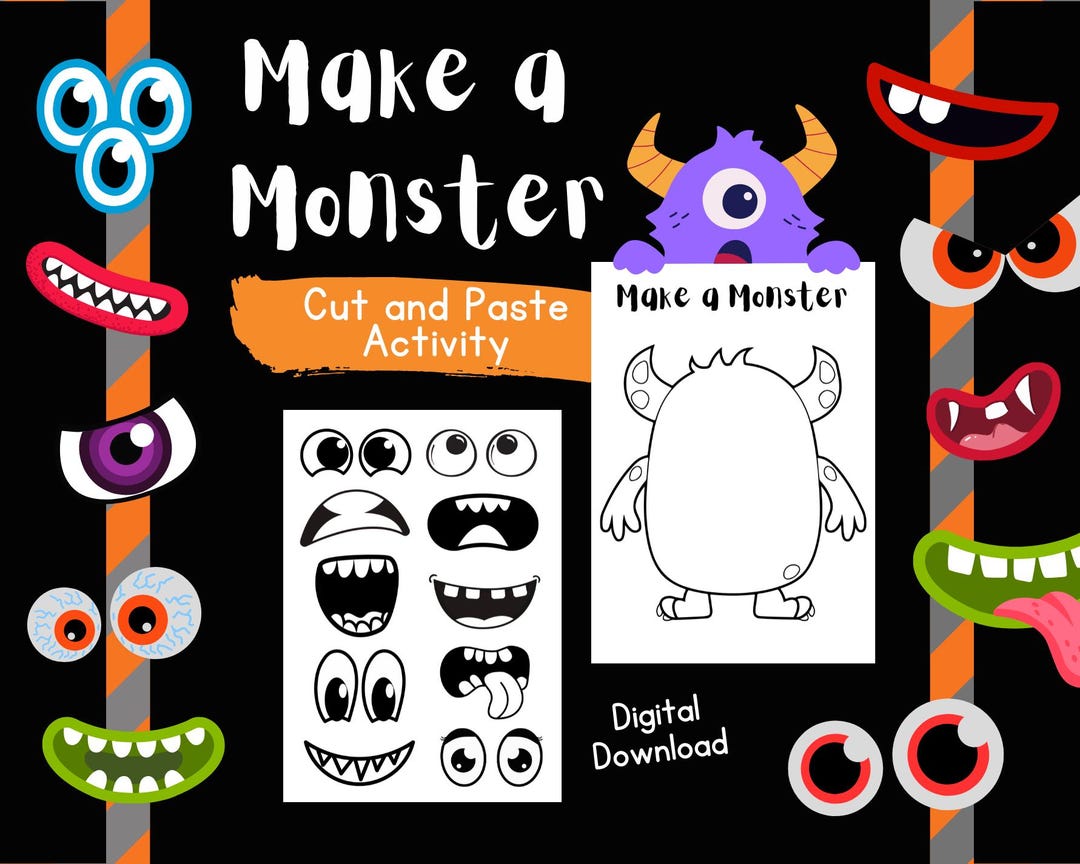 Create a Monster Cut and Paste Halloween Activity for Children ...