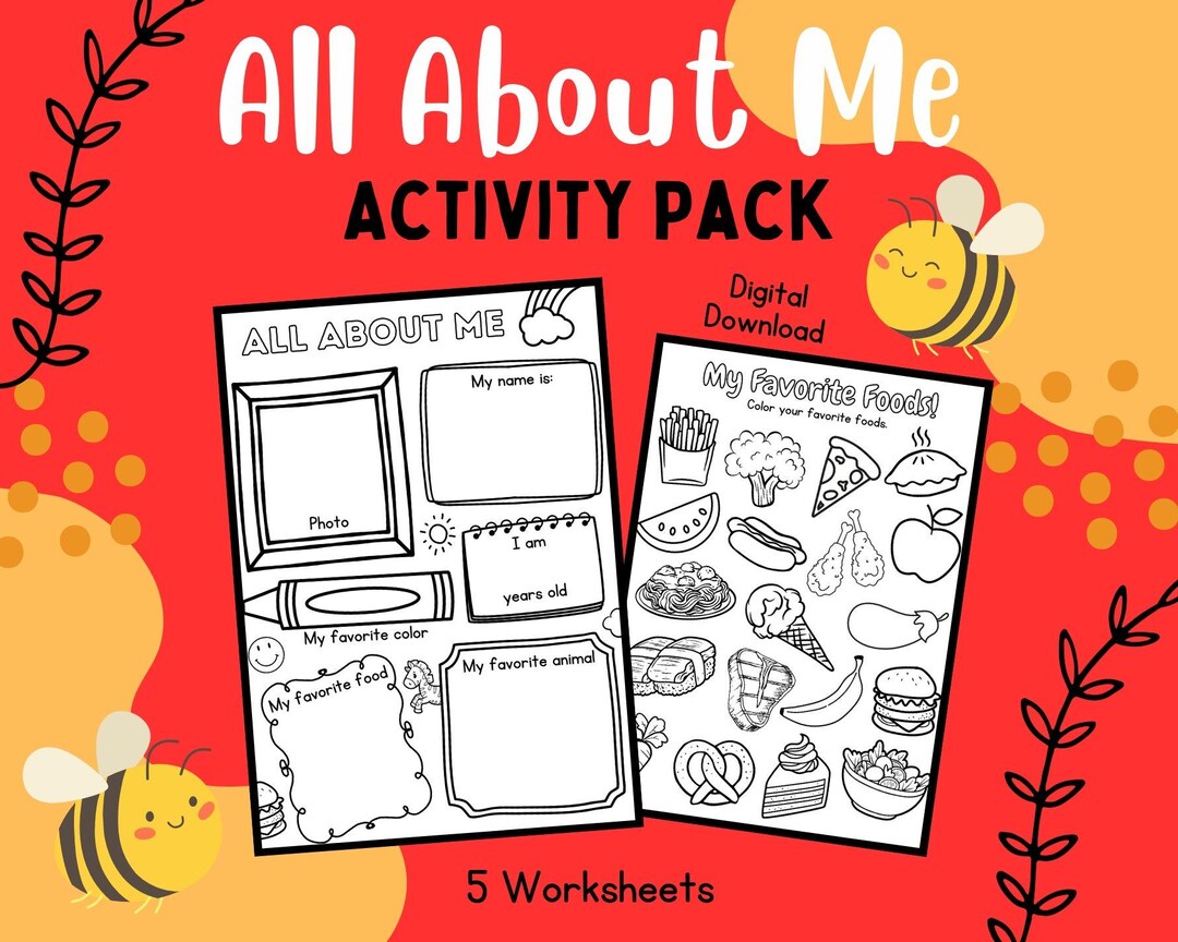All About Me - Activity Pack / Bundle (5 Worksheets) - Etsy