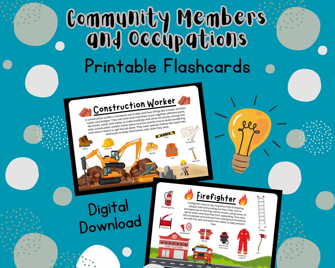 Community Members / Occupations Flashcards With Job Description ...