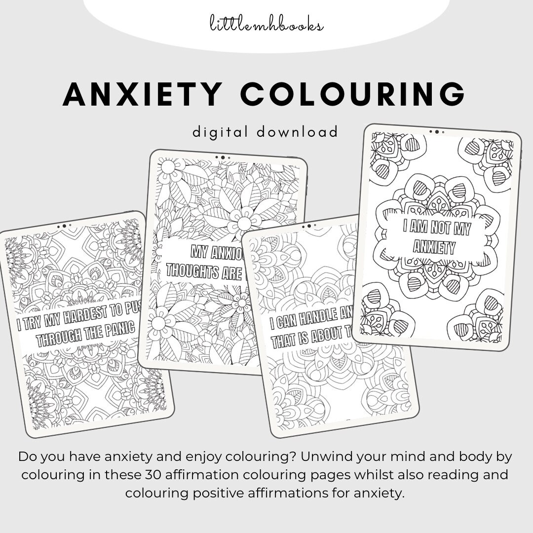 My Little Anxiety Affirmation Colouring Pages Affirmations - Etsy