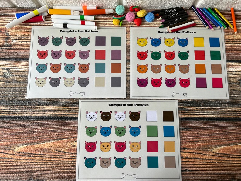 Complete the Pattern Worksheet Finish the Pattern Game - Etsy