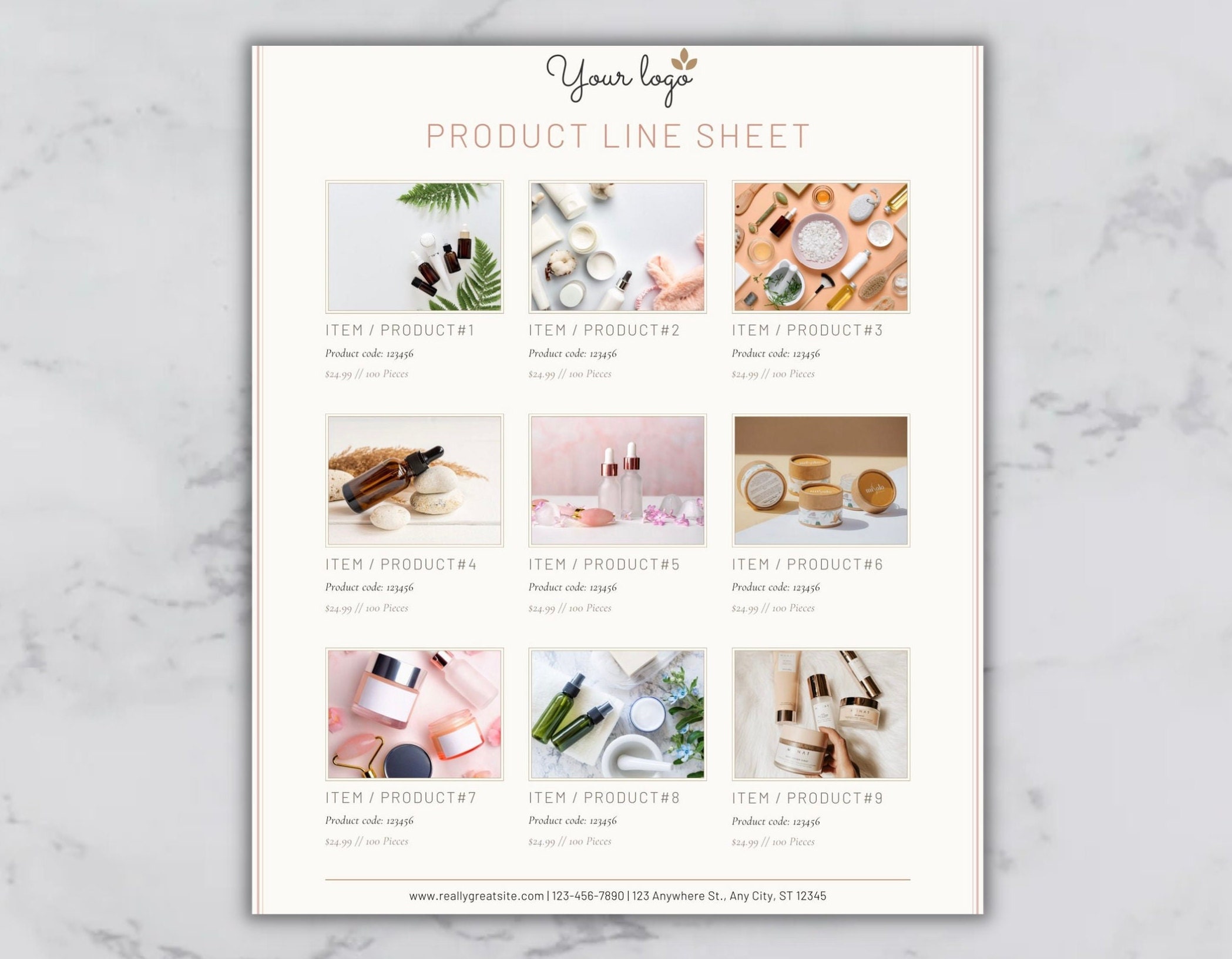 Line Sheet Canva Template Editable Price List Template Candle Wholesale ...