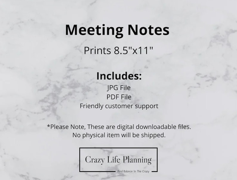 Meeting Notes Template Printable, Meeting Minutes, Meeting Agenda ...